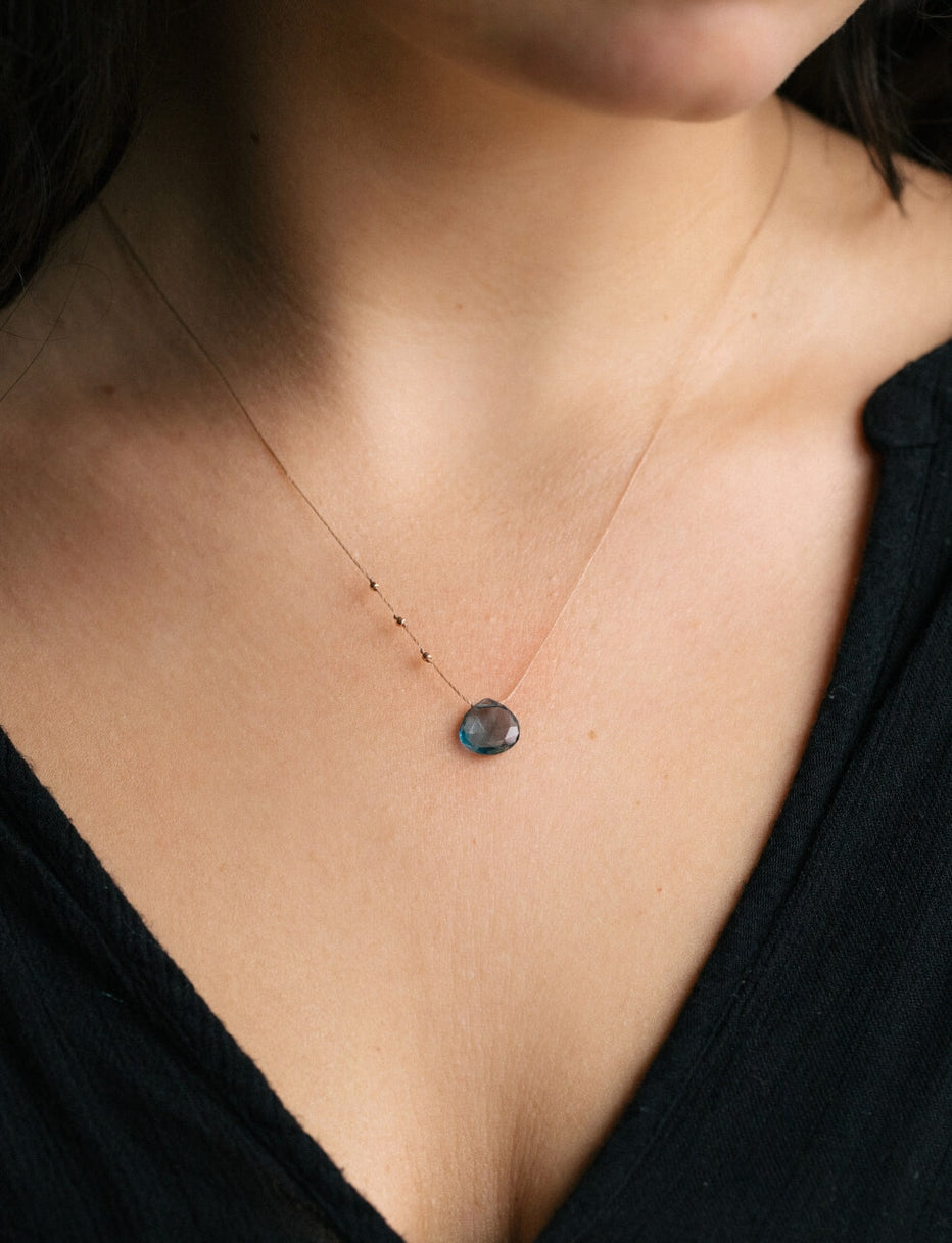 Limited Edition London Blue Topaz & Rose Gold Beaded Necklace for Unst ...